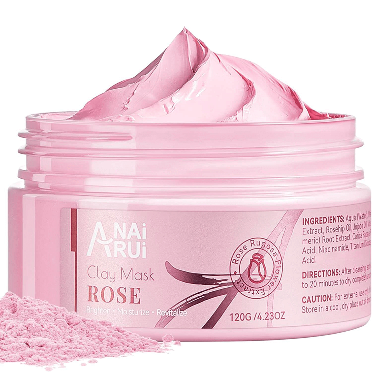 ANAIRUI Damascus Rose Pink Clay Face Mask for Brighten Moisturize Skin